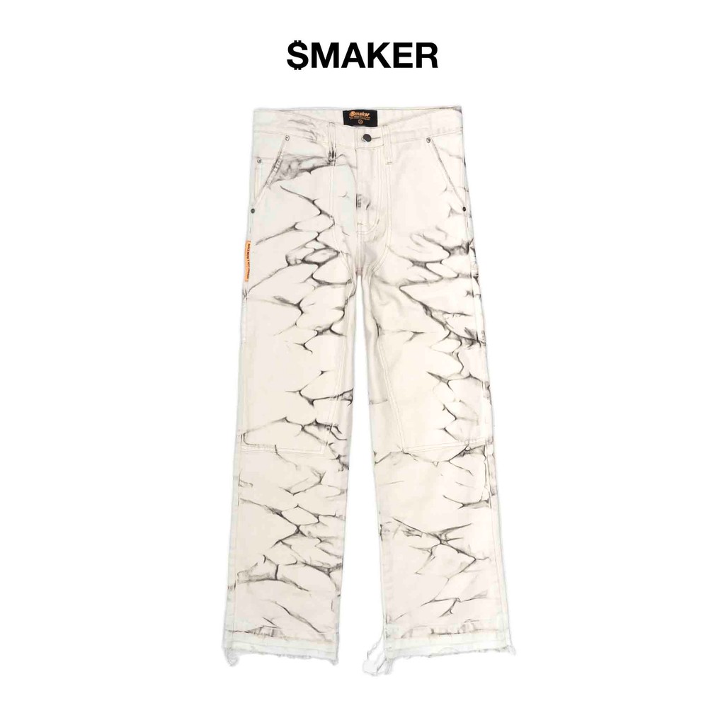 [SMAKER] Quần jeans dài màu trắng hoạ tiết vân - WAVY WASHES DOUBLE ...