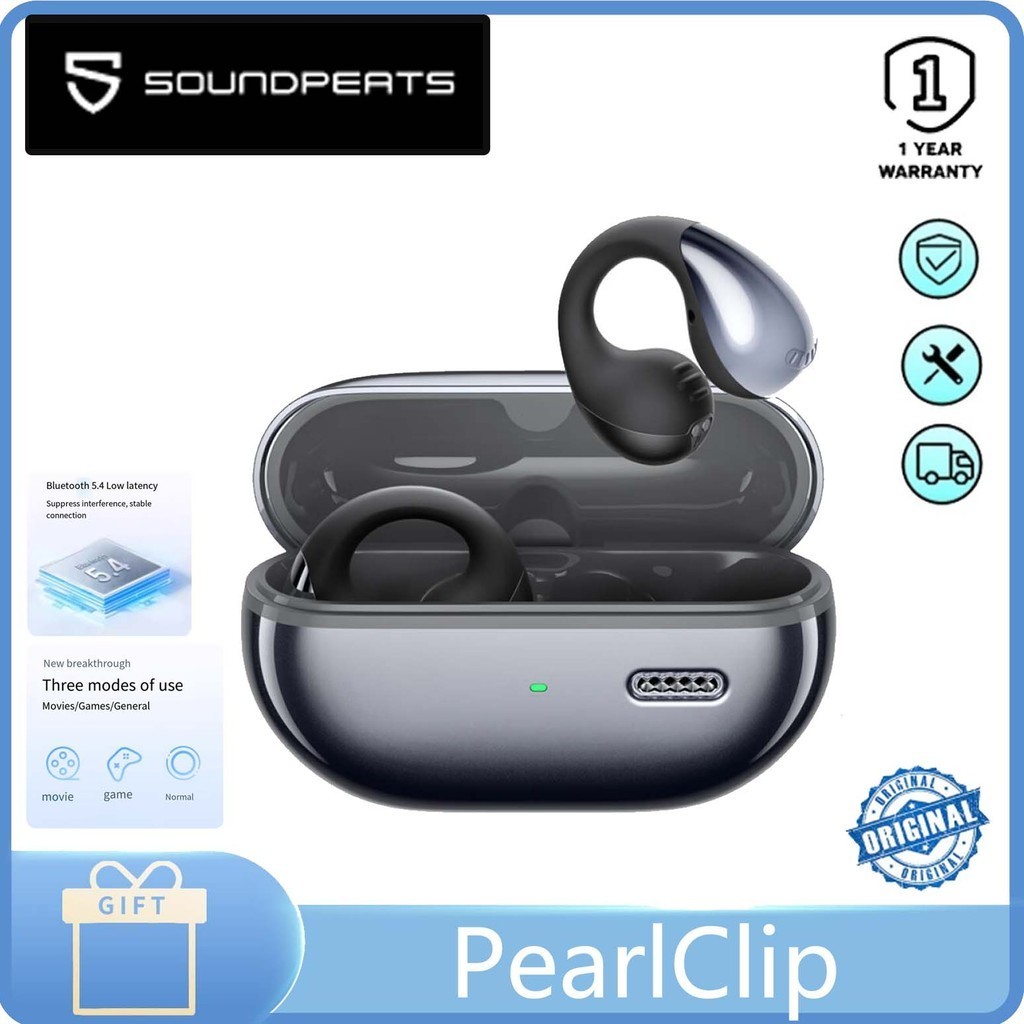 SoundPEATS PearlClip Bluetooth Headset air-bone conduction ear wireless ...