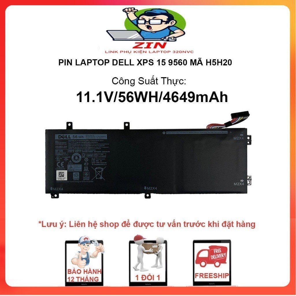 Pin laptop Dell XPS 15 9560 Precision 5520 Inspiron 15 7590 7591 NGẮN ...