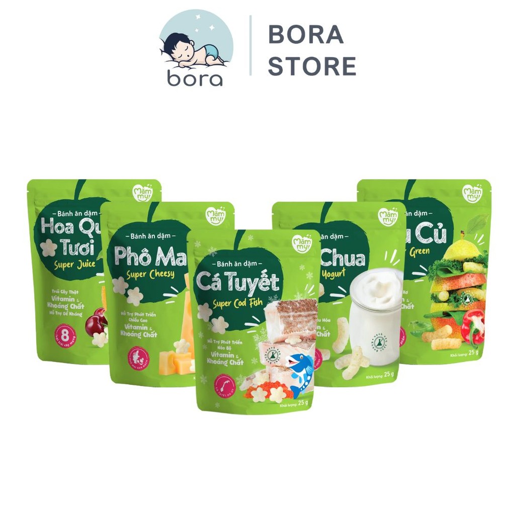 Bánh ăn dặm Mămmy vị rau củ, phô mai, hoa quả, cá tuyết, sữa chua giòn tan cho bé 6m+ | Shopee ...