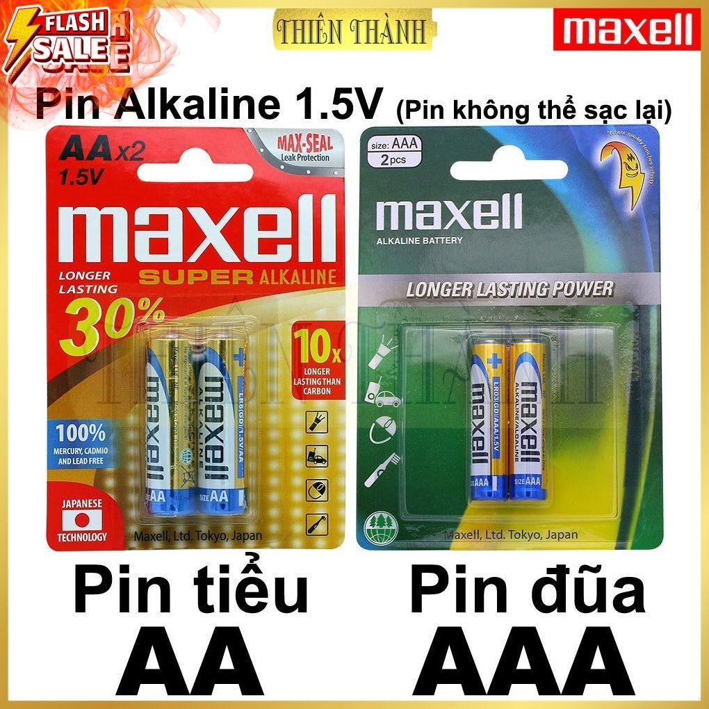 Pin tiểu pin đũa Maxell 1.5V alkaline(kiềm) AA(LR6) AAA(LR03) | Shopee ...