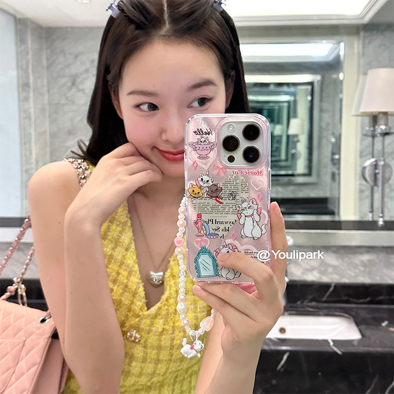 Huiwanju Pink Cartoon Mary Cat Áp dụng iPhone15ProMax Ốp điện thoại di ...