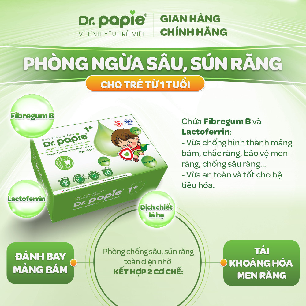 [NEW] Gạc Rơ Lưỡi DR.PAPIE 1+ Làm Sạch Răng Lưỡi Nướu, Phòng Chống Sâu ...