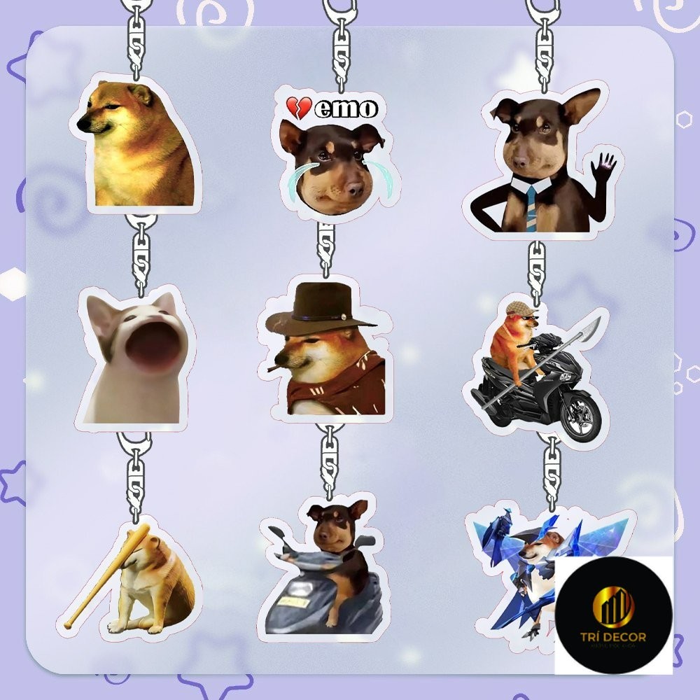 Móc khóa MEME Chó mèo cheems đáng yêu chibi anime quà tặng xinh xắn cho ...