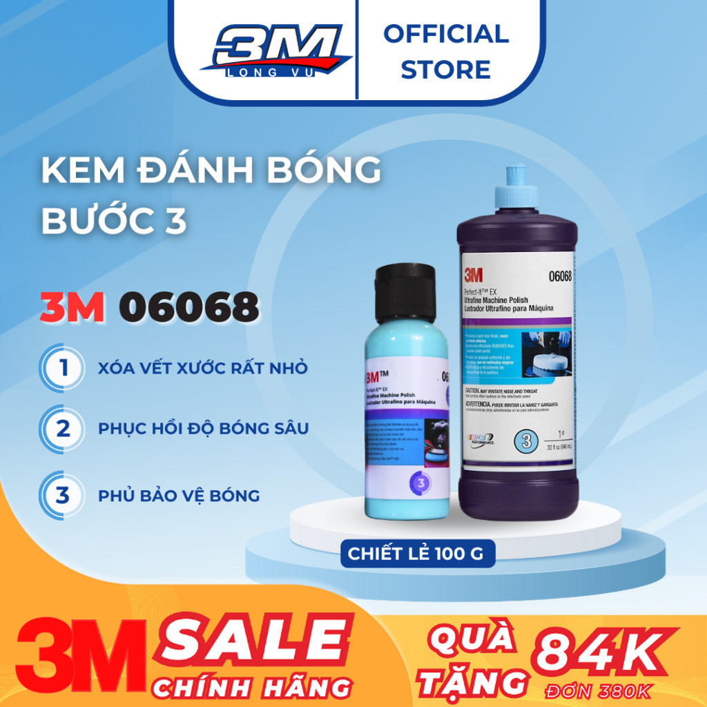 Sáp đánh bóng ô tô bước 3 3M 06068 sáp đánh bóng Gỗ, Epoxy Resin cao ...