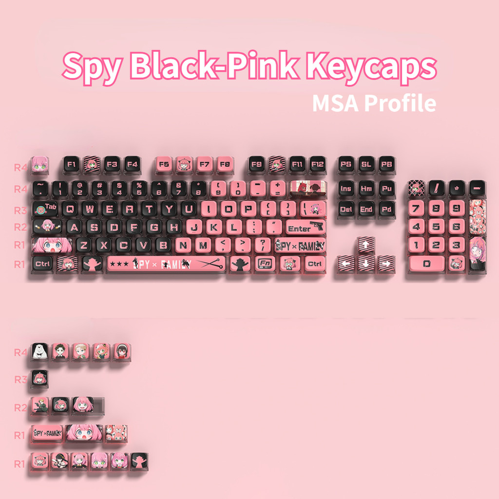 Spy Black-Pink Keycaps Bốn Mặt PBT Thăng Hoa Nhiệt Keycap Tranh Cô Gái ...