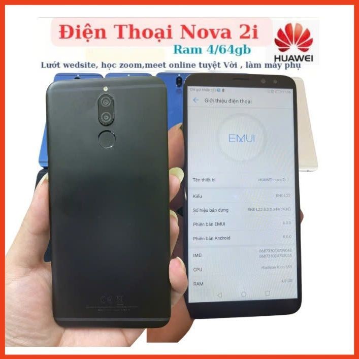 Điện thoại huawei Nova 2i,ram 4/64gb,cấu hình cực mạnh( tặng kèm sạc ...