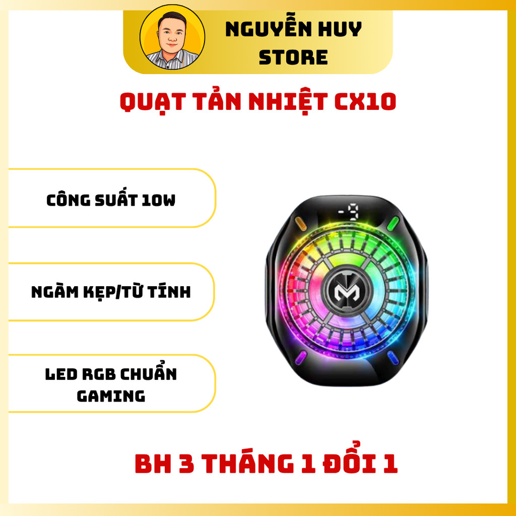 Sò Lạnh CX10 - Quạt Tản Nhiệt Điện Thoại + Led Gaming, Chế Độ AI, Màn hình hiển thị + [BH 1 Đổi ...