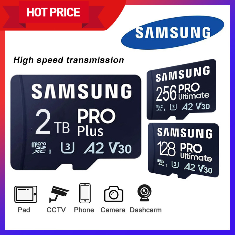 Thẻ nhớ Samsung Micro Thẻ Sd 2TB 1TB 512GB Thẻ Tf cho điện thoại, Dashcarm, Pad, CCTV, Camera ...