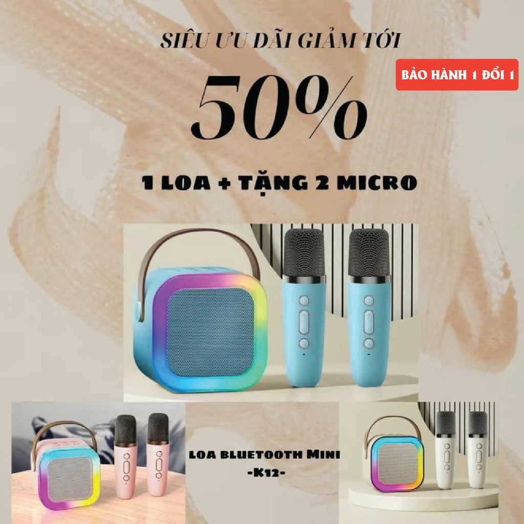 Loa Bluetooth Karaoke Mini K12 công suất 10W – CÓ ĐÈN LED – Loa hát ...
