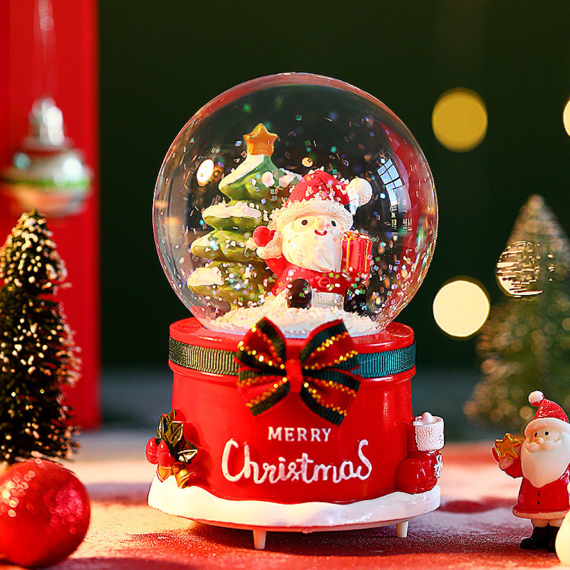 Christmas Crystal Ball Music Box Luminous Snow Music Box Gift for Boys ...