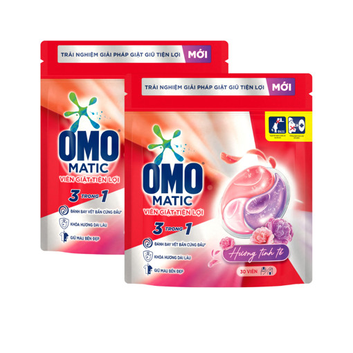 Combo 2 túi Viên giặt tiện lợi OMO 3 trong 1 Hương Tinh tế/Tươi mát (30 ...