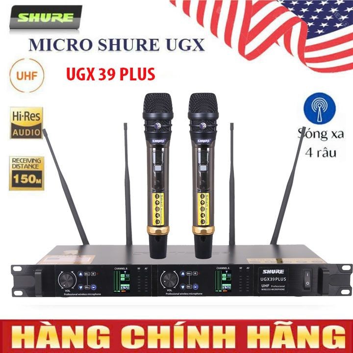 Micro Không Dây SHURE UGX 39 PLUS, Độ Nhạy Cao , Micro Chống Hú Rít ...