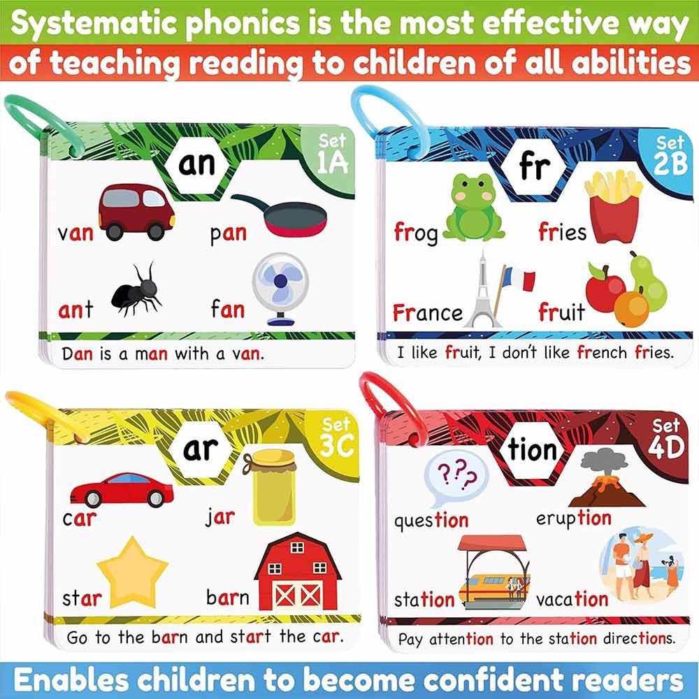 62Cards English CVC Phonics Flashcards Learn to Read in 20 Stages ...