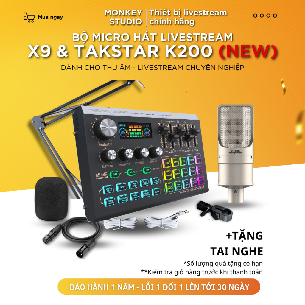 Bộ Combo Mic Thu Âm Hát Livestream Sound Card X9 & Mic K200 Chống Ồn ...
