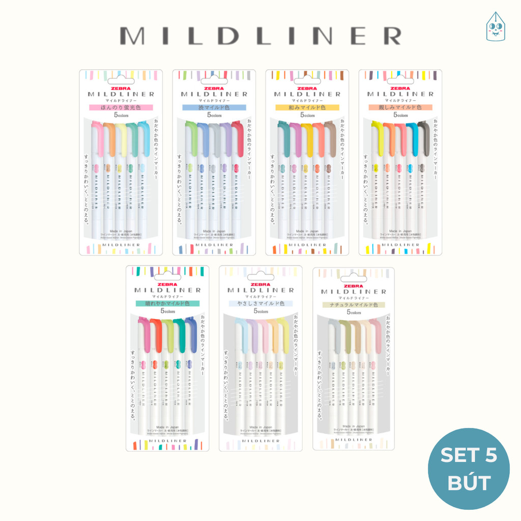ZEBRA MILDLINER Set 5 bút highlight đánh dấu hai đầu - Sản phẩm chính ...