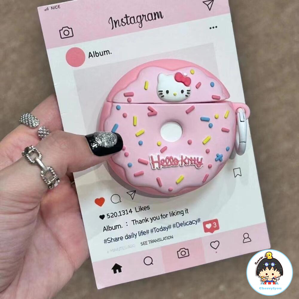 Ins Pink Donut Hello Kitty Vỏ Tai Nghe Không Dây Bluetooth Vỏ Silicon ...