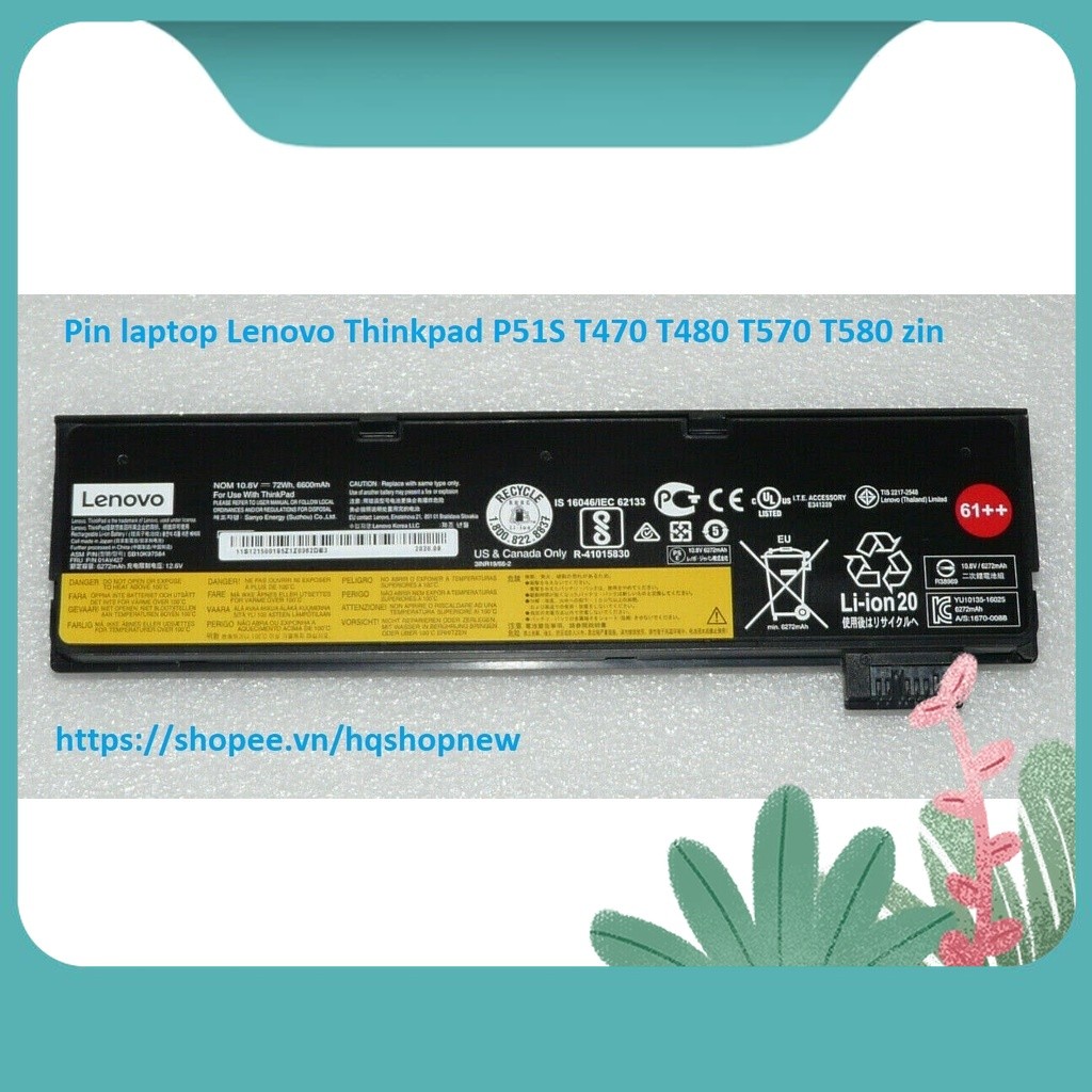 ⚡️[Pin zin] Pin Lenovo Thinkpad P51S T470 T480 T570 T580 zin 48Wh 24W ...
