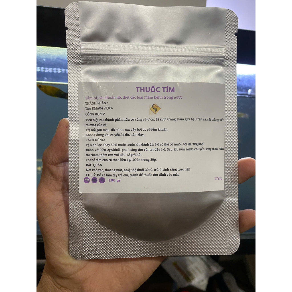 Thuoc Tím khử trùng nước cho hồ cá, bể cá gói 100gr | Shopee Việt Nam