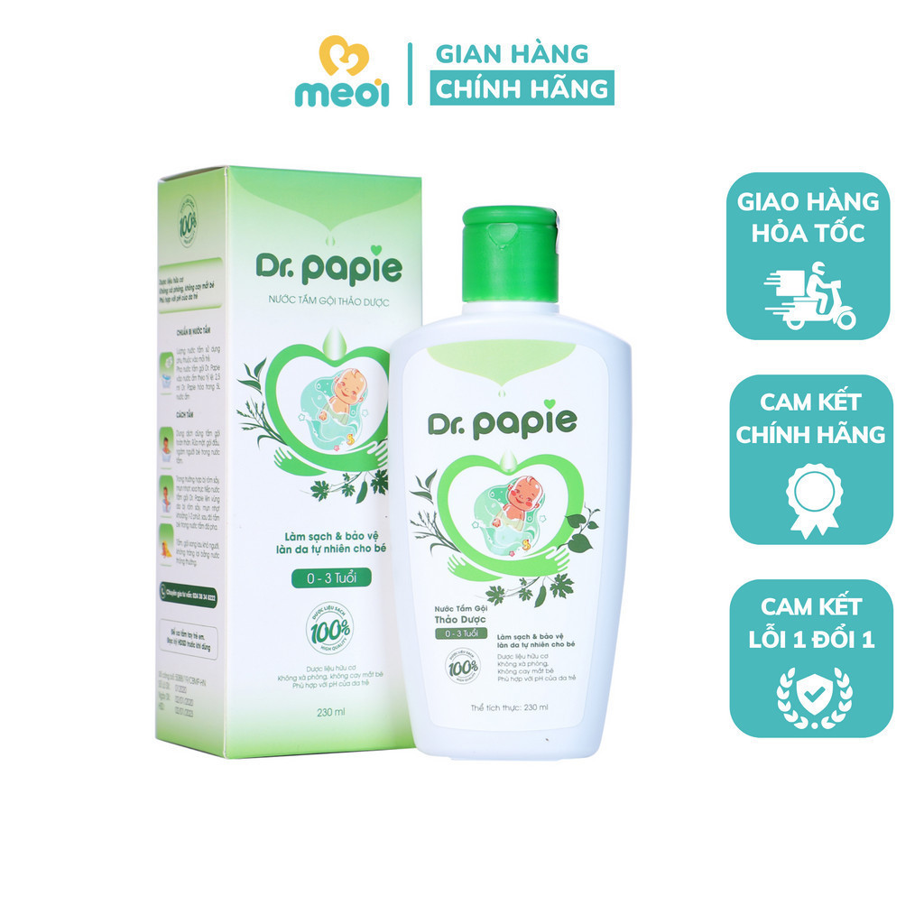 Nước tắm gội thảo dược DR.Papie cho bé từ 0-3 tuổi 230ml | Shopee Việt Nam
