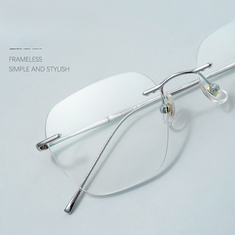 Ultra Light Pure Titanium Glasses Frame Women Rimless Glasses Frame ...