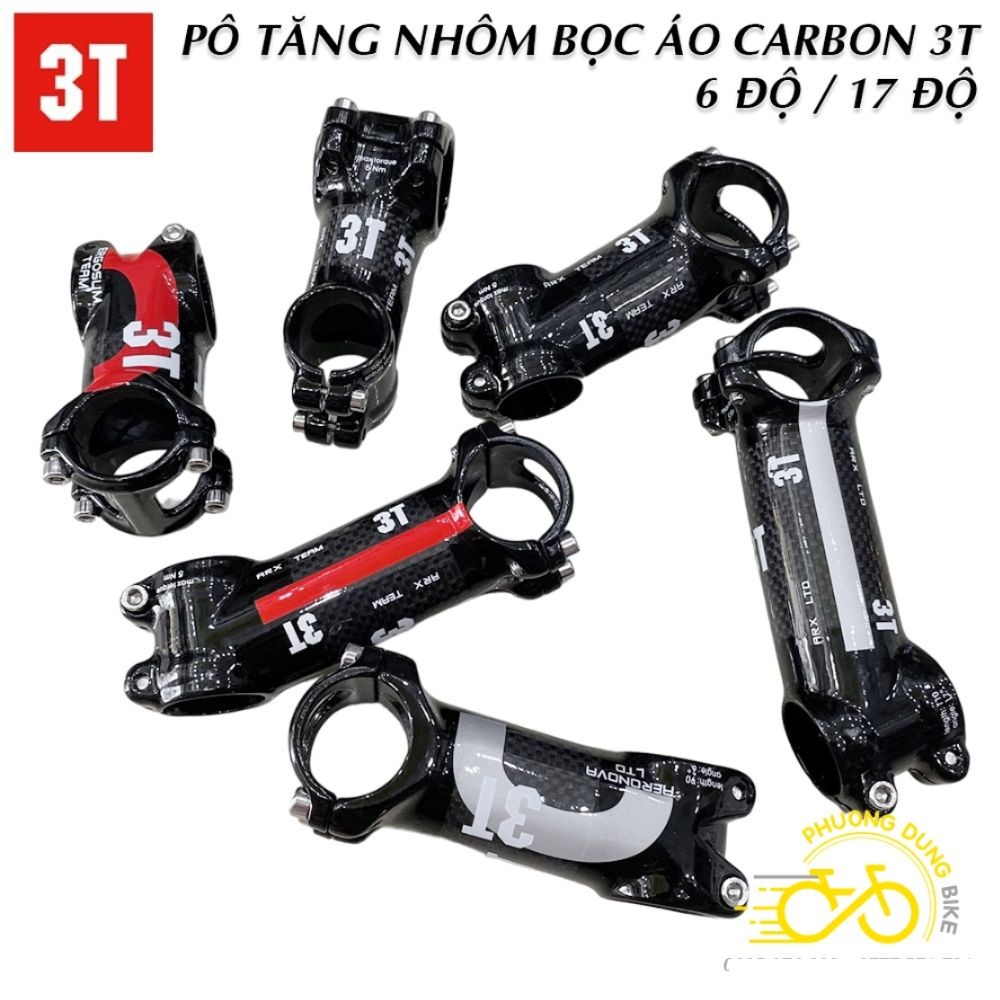 Pô tăng NHÔM xe đạp bọc áo Carbon 3T 31.8mm x 60mm 70mm 80mm 90mm 100mm 110mm 120mm | Shopee ...