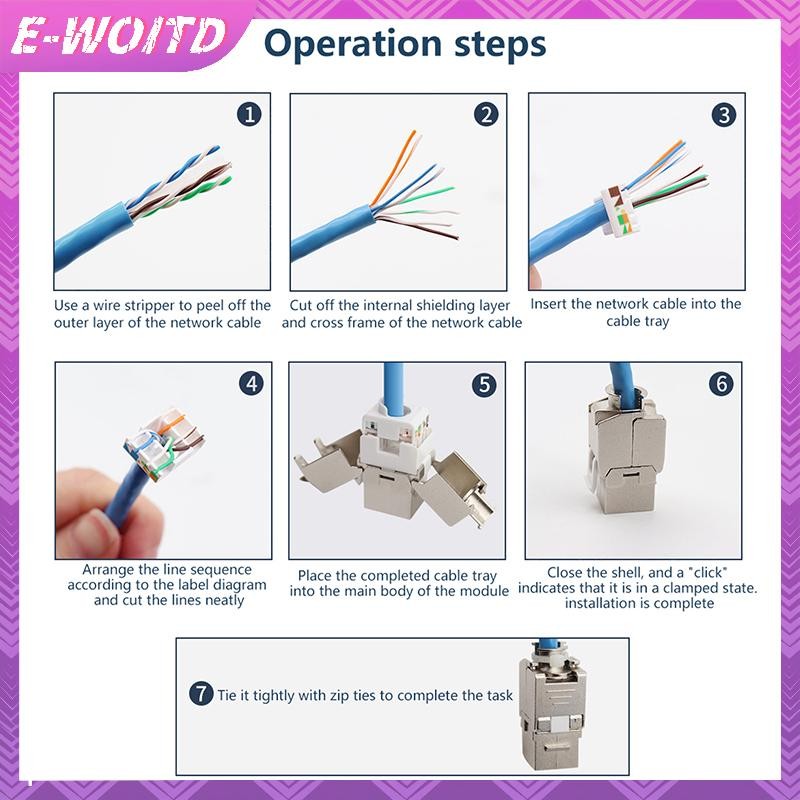 E-WOITD Cat6a Cat7 Keystone Jack Cat7 RJ45 STP Tool-Less Loại Hợp Kim ...