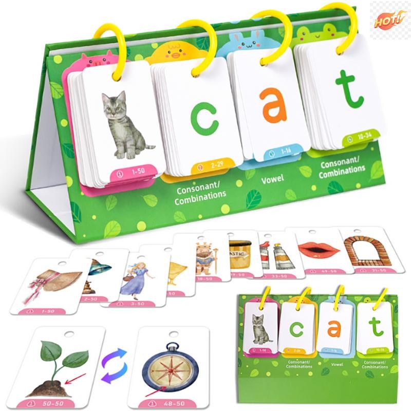 MEET Kids CVC Words Flashcards Phonics Flip Chart Word Builder Sight ...