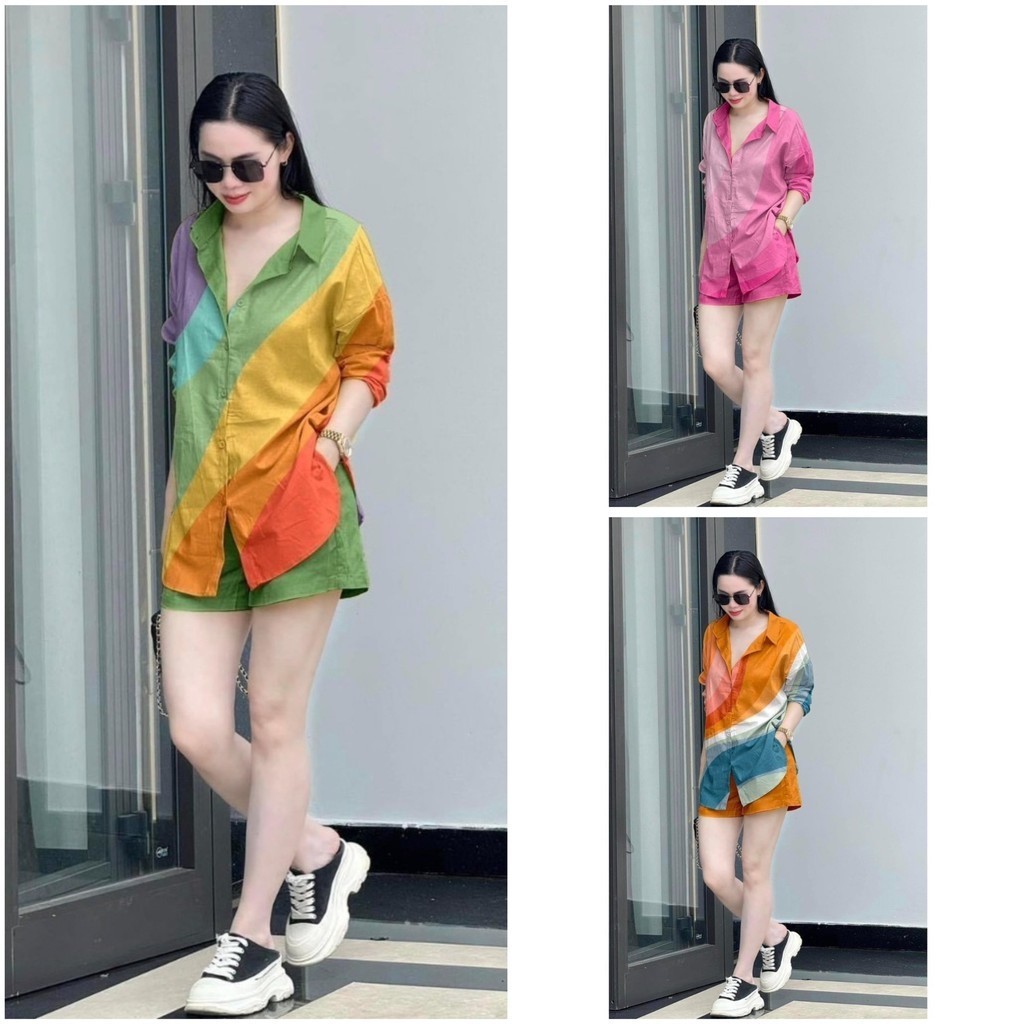 Set Bộ Nữ, Set Đi Chơi Sảng Chảnh, Áo Sơ Mi, Quần Cộc - VASING T61 ...