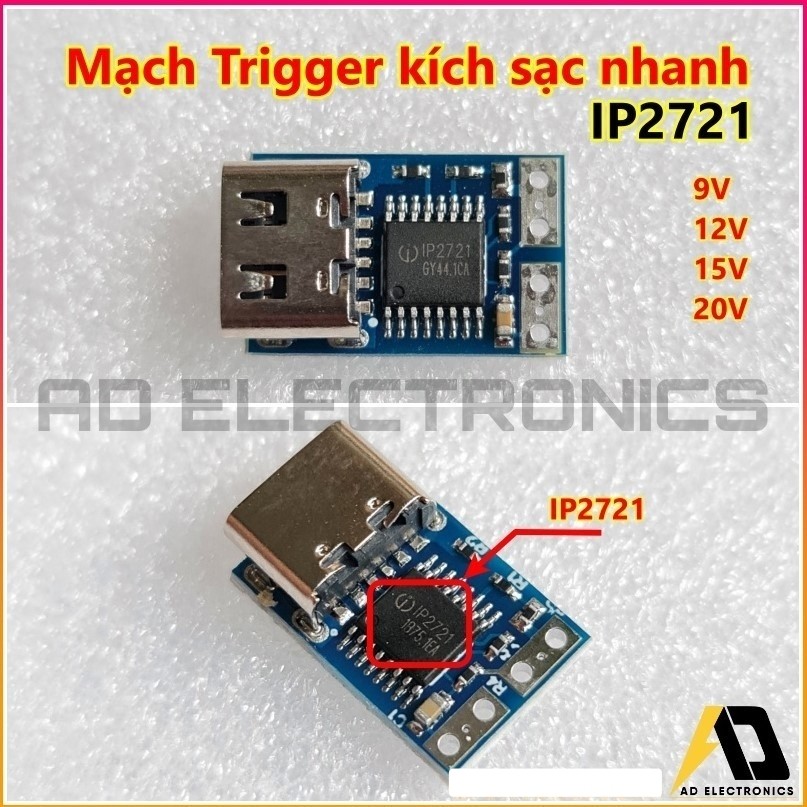 Module mạch trigger type C IP2721 giả lập kích hoạt sạc nhanh PD2.0 3.0 ...