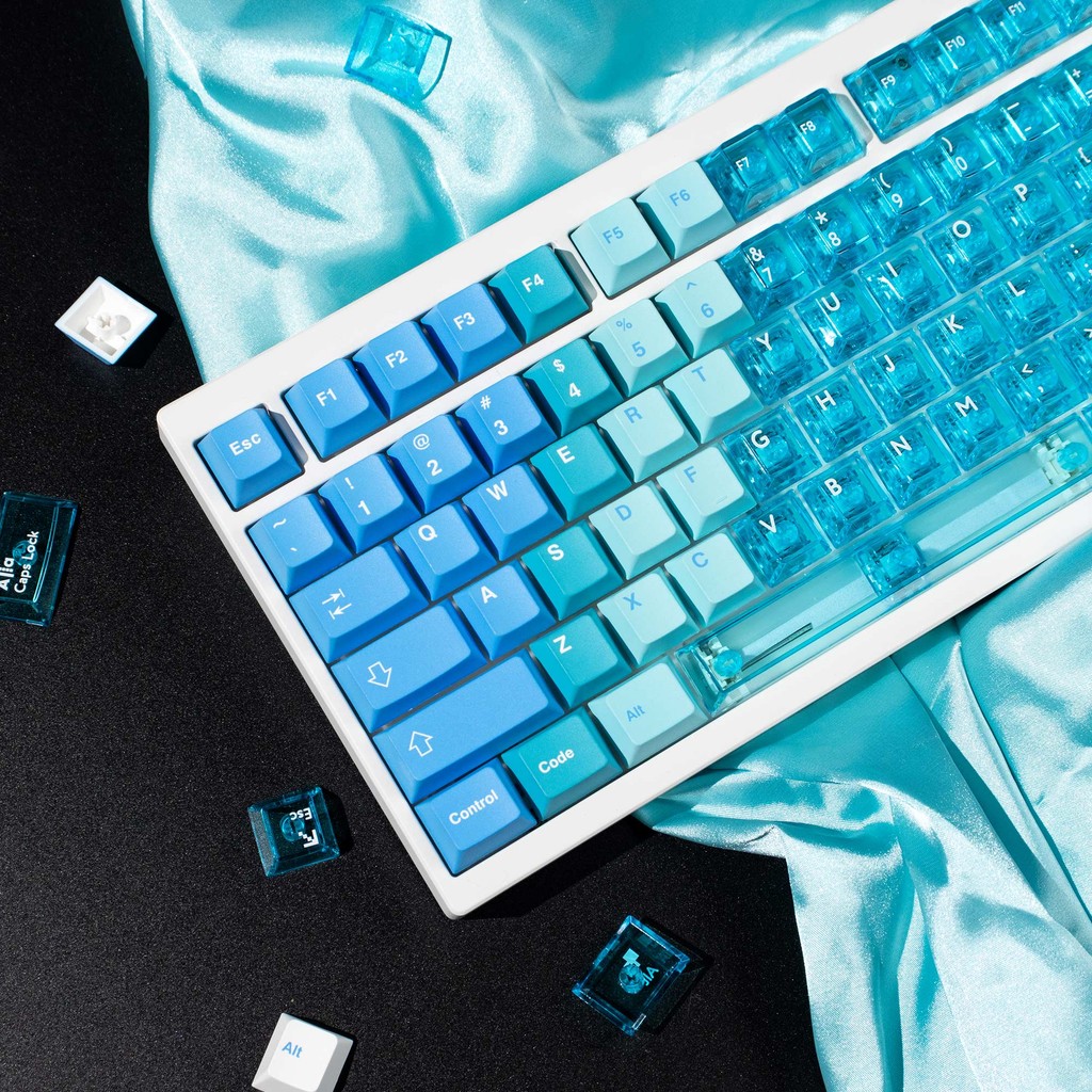 Snowberg Keycaps Gradient xanh PBT + PC Light thông qua Cherry profile ...