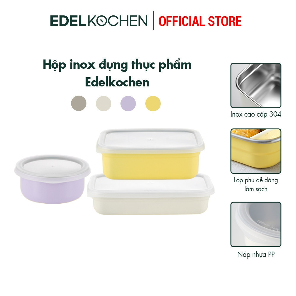 Set 3 hộp đựng thực phẩm, trữ đông inox 304 Edelkochen Edellock ...