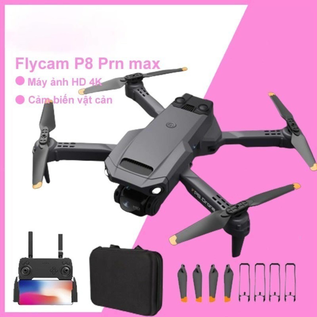 Flycam P8 - Camera 4K Kết nối Wifi với điện thoại, Cảm biến vật cản ...