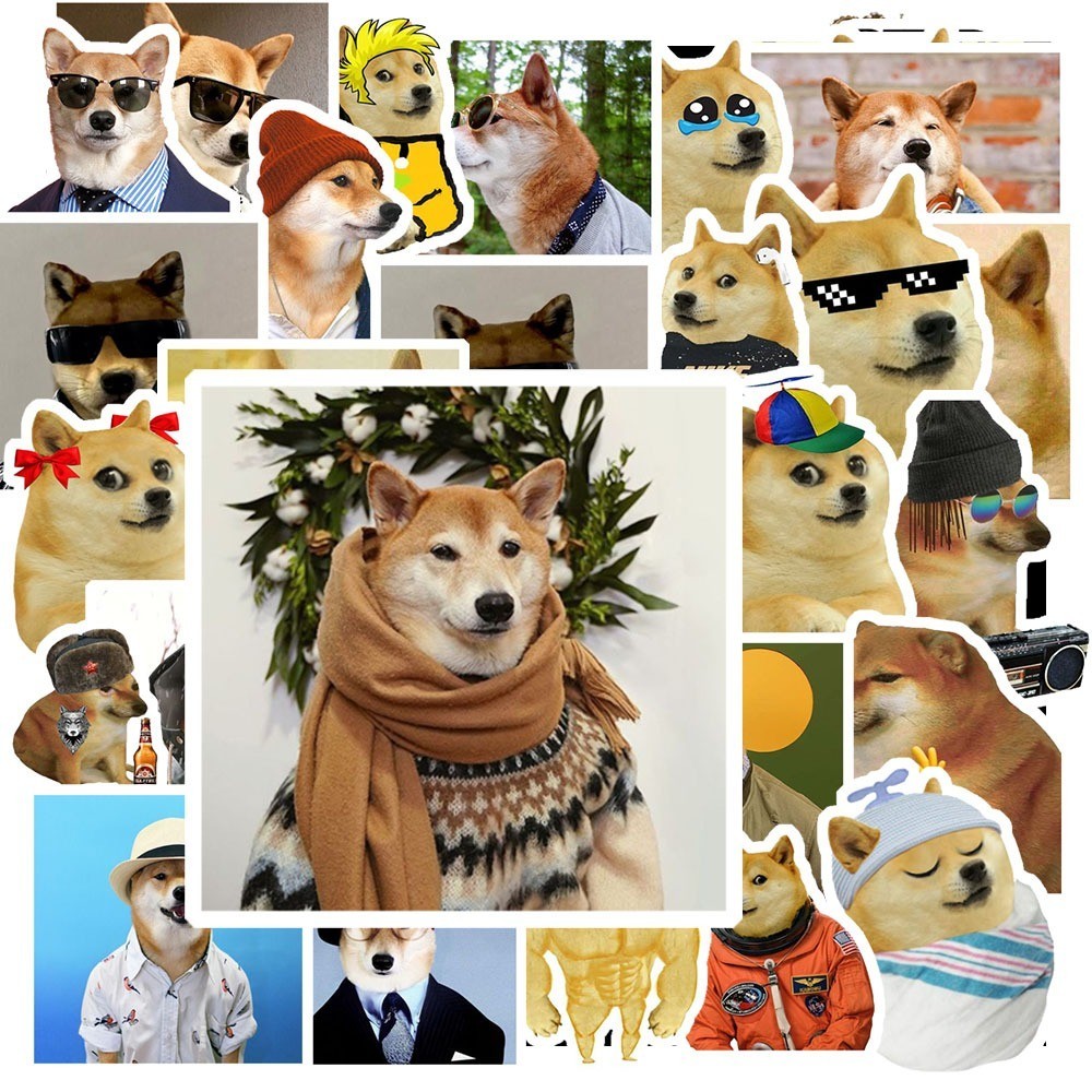 Hộp 50 Sticker Hình CHEEMS MEME Decal Phản Quang 7 Màu Halogram Chống ...