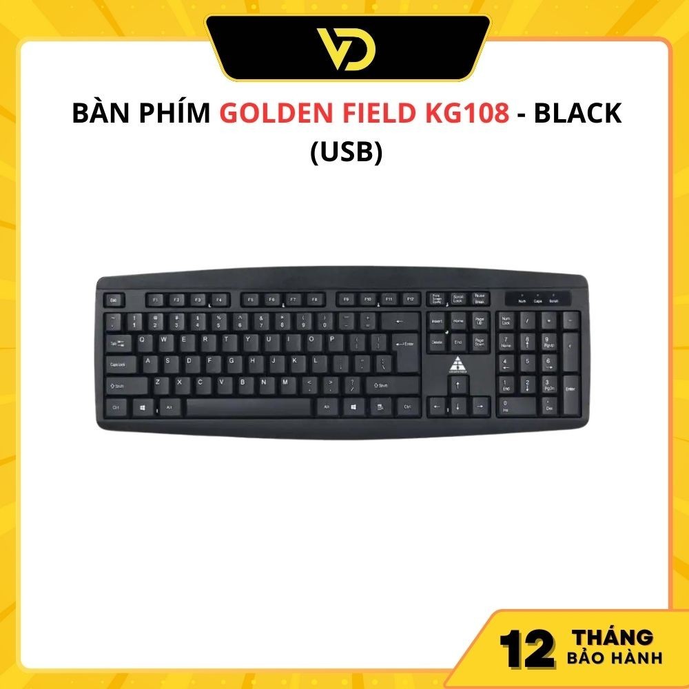 Bàn phím GOLDEN FIELD KG108 - Black (USB) | Shopee Việt Nam