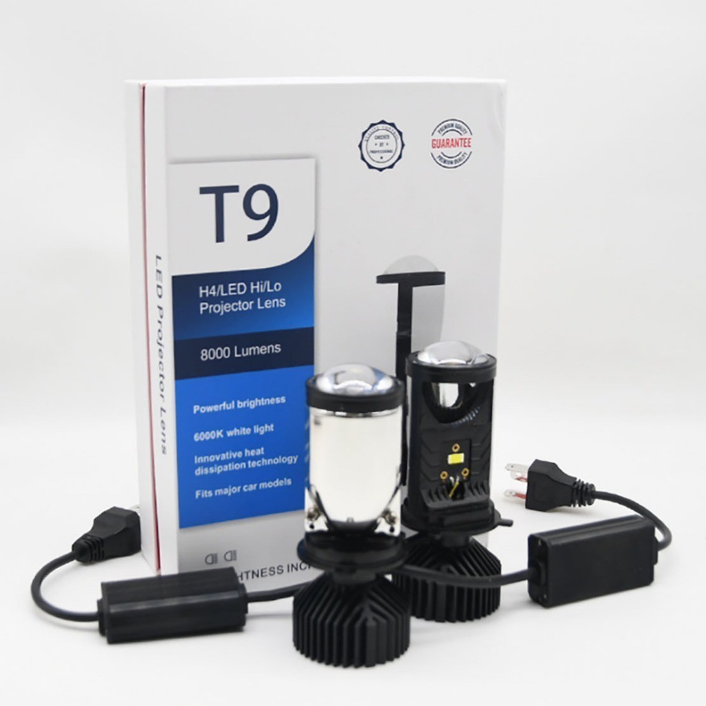 Đèn Pha T9 Led Bi Cầu T9 Led Đèn Pha XE Máy Oto Chân H4 Cắt Sáng Chống Chói Điện 12-24v Bảo Hành ...