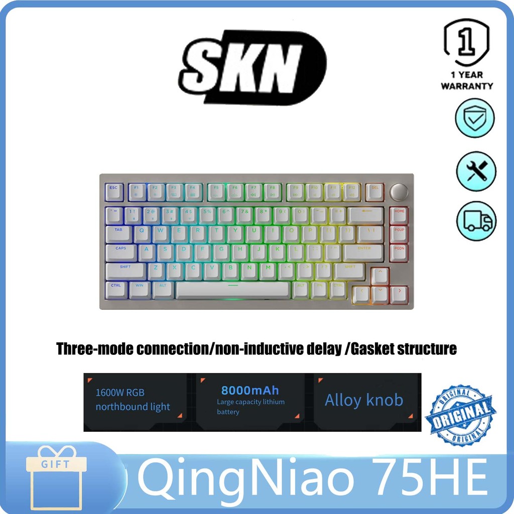 Skn QingNiao 75HE Bàn phím trục từ không dây ba chế độ nhôm Tutuo chơi game bàn phím chơi game ...