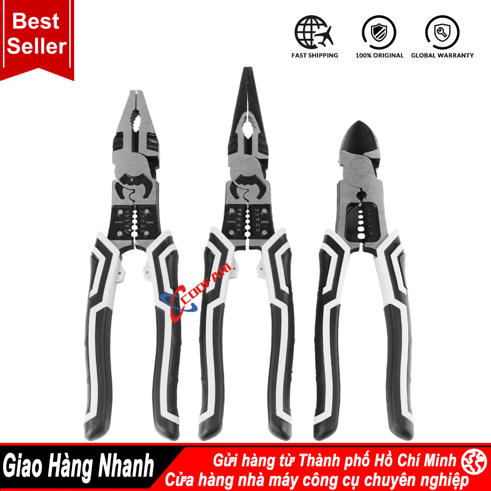 Kìm tuốt cắt uốn dây cáp kkvi đa chức năng tay cầm bằng cao su cho thợ ...
