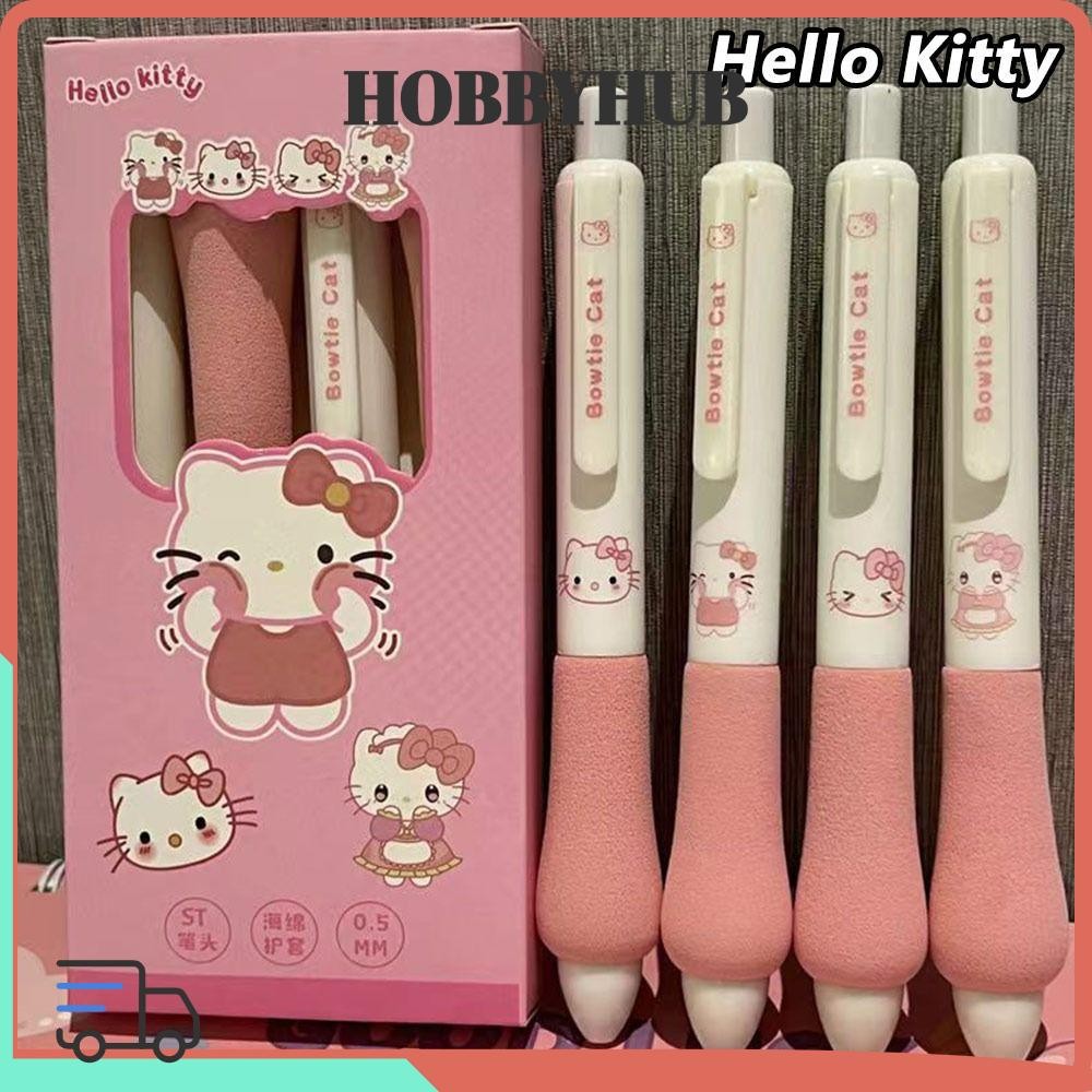 HOBBYHUB 4 Bút Cinnamoroll Viết Trung Tính, Loại Bấm Mực Đen Bút Gel Hello Kitty, Tinh Tế 0.5mm ...