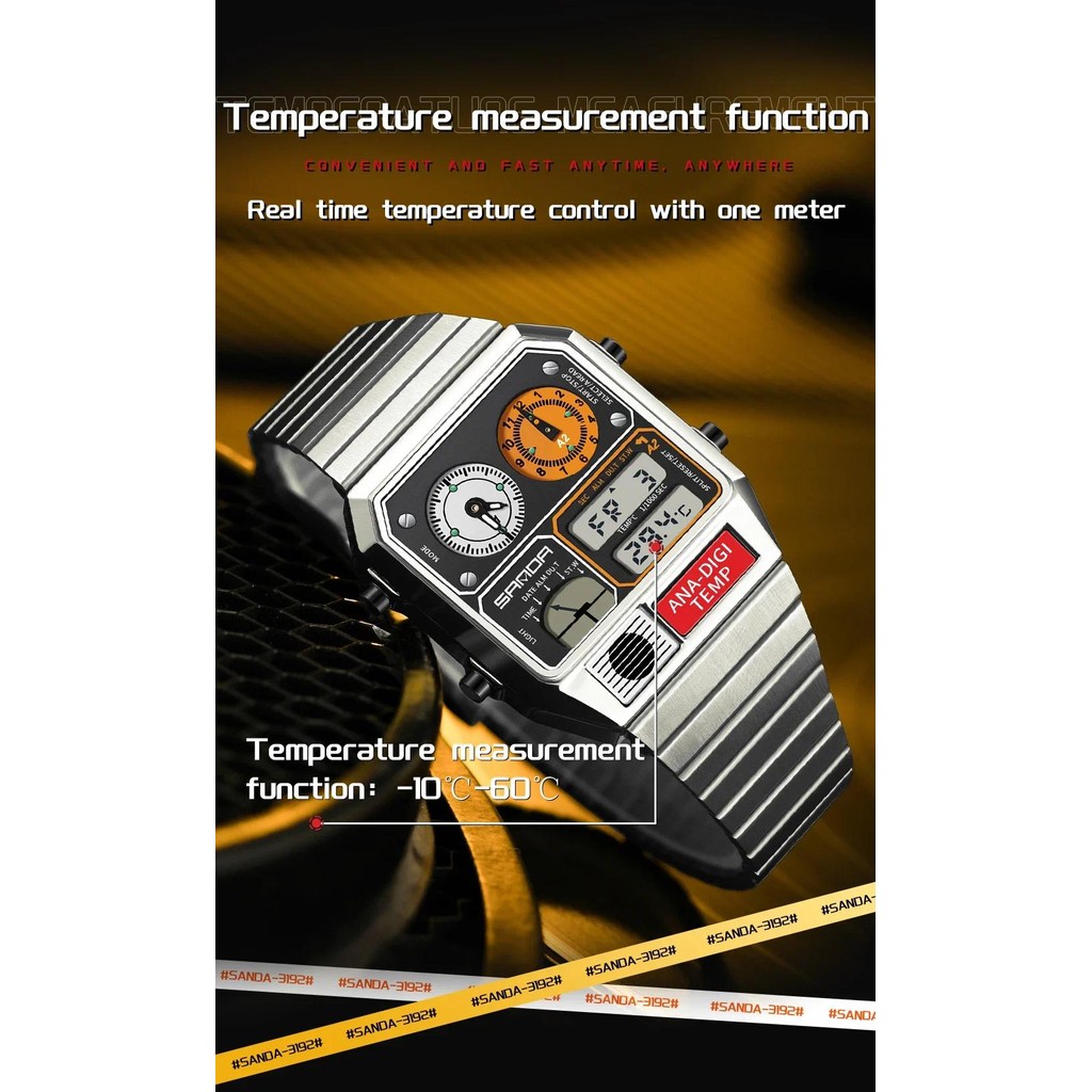 SANDA 3192 Điện Tử Vuông Nam Thanh Niên Nhiệt Kế Đa Năng Đồng Hồ Bấm ...
