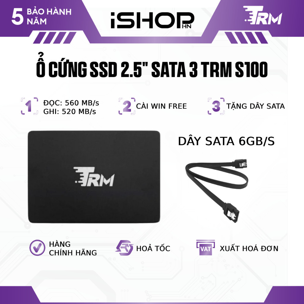 Ổ cứng SSD TRM S100 dung lượng 128GB/256GB/512GB/1TB SATA 3 2.5" | Bảo hành 60 tháng | Shopee ...