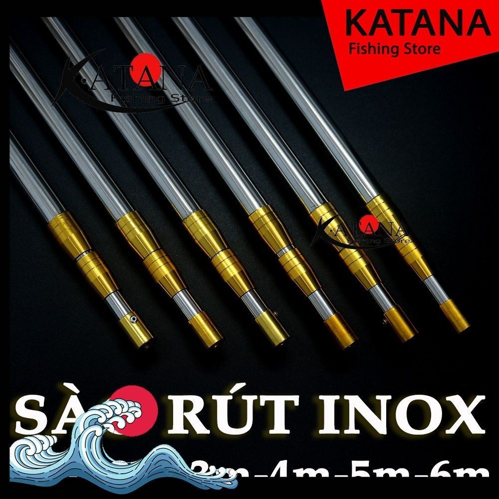 [Katana Fishing] - Sào rút Inox 1m7 - 7m tặng kèm móc treo + Tùy chọn ...