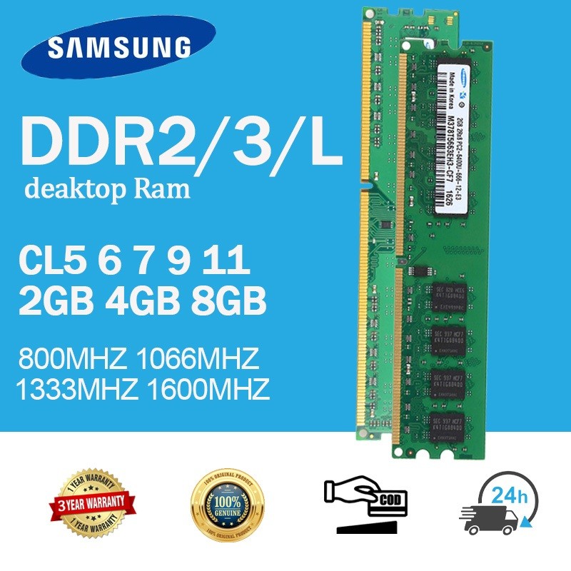 Samsung 2GB 4GB 8GB DDR2 DDR3 DDR3L 5300 6400 8500 10600 12800 PC3 PC3L 667Mhz 800Mhz 1066Mhz ...