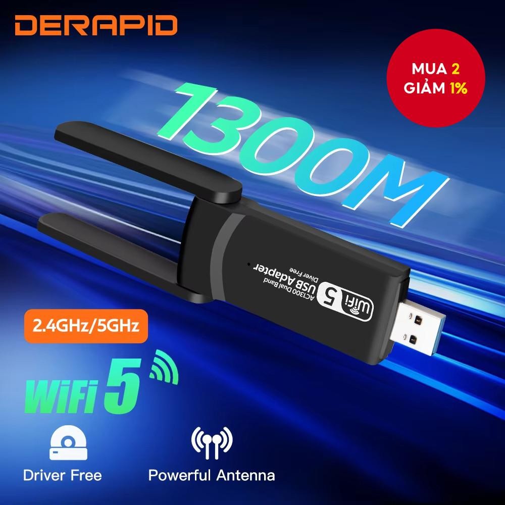 1300Mbps AC1300 WiFi 5G 2.4G USB WiFi Adapter Cho PC Laptop Ethernet Card Mạng Băng Tần Kép ...