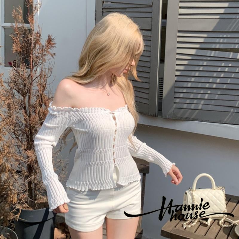 Hannie House- Áo dệt kim dài tay màu trơn mùa hè dành cho nữ | Shopee ...