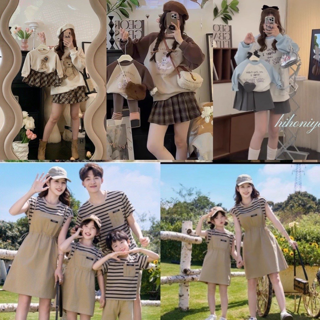 đồ đôi mẹ con trai con gái 10-37kg mẹ 40-75kg, váy cặp mẹ con, set cặp mẹ con | Shopee Việt Nam