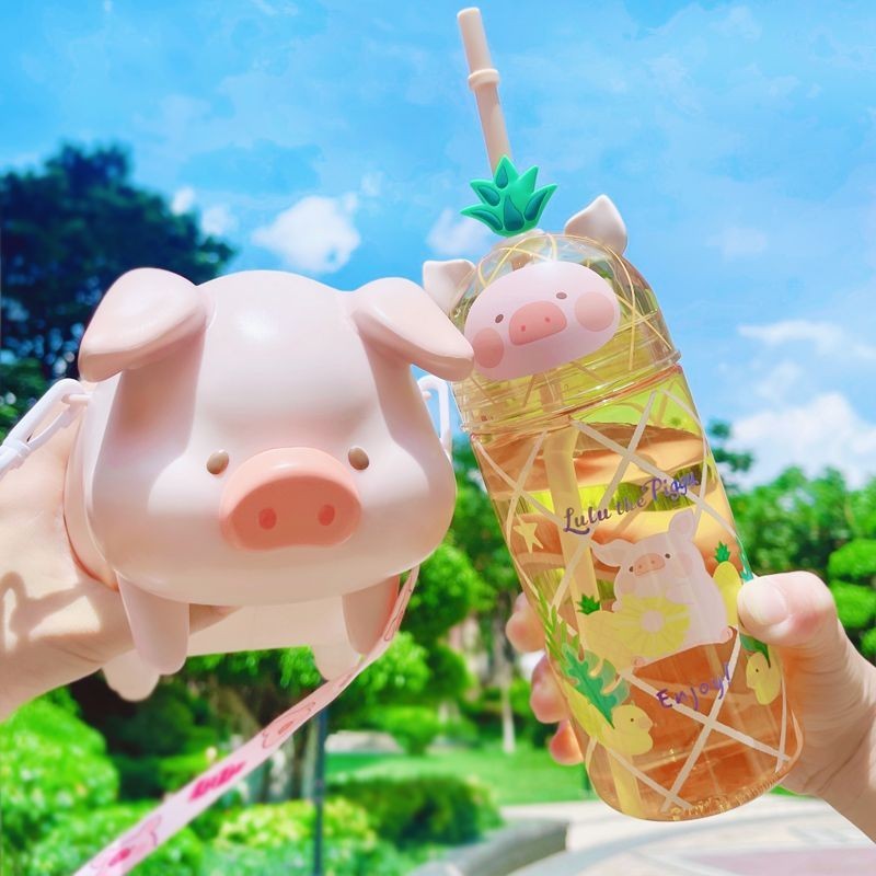 Chính Hãng Lulu Pig Hình Xô Mùa Hè Cốc Nước Có Ống Hút Dứa Lợn Búp Bê ...