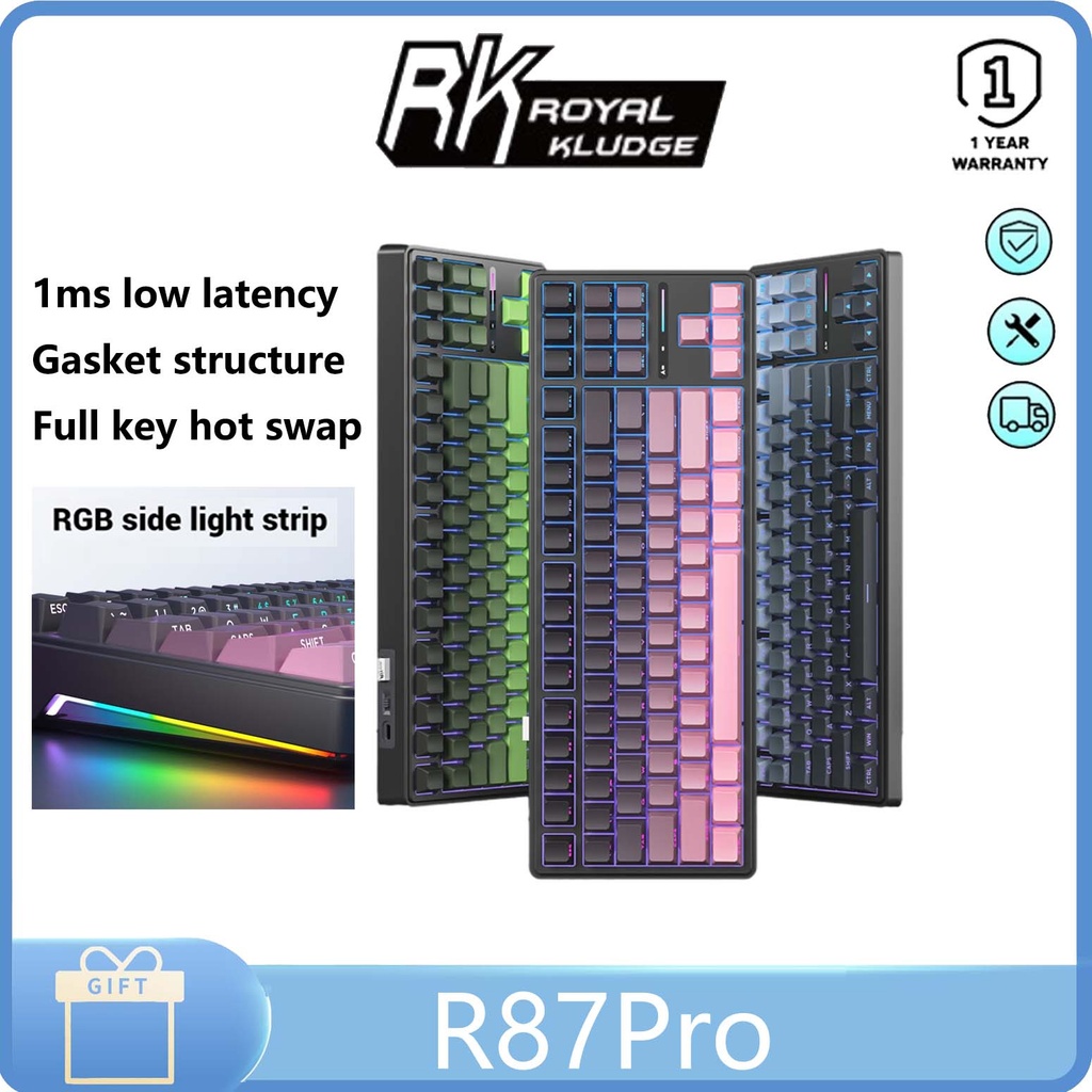RK R87Pro three-mode Mechanical Keyboard Wireless 2.4G Bluetooth Wired ...