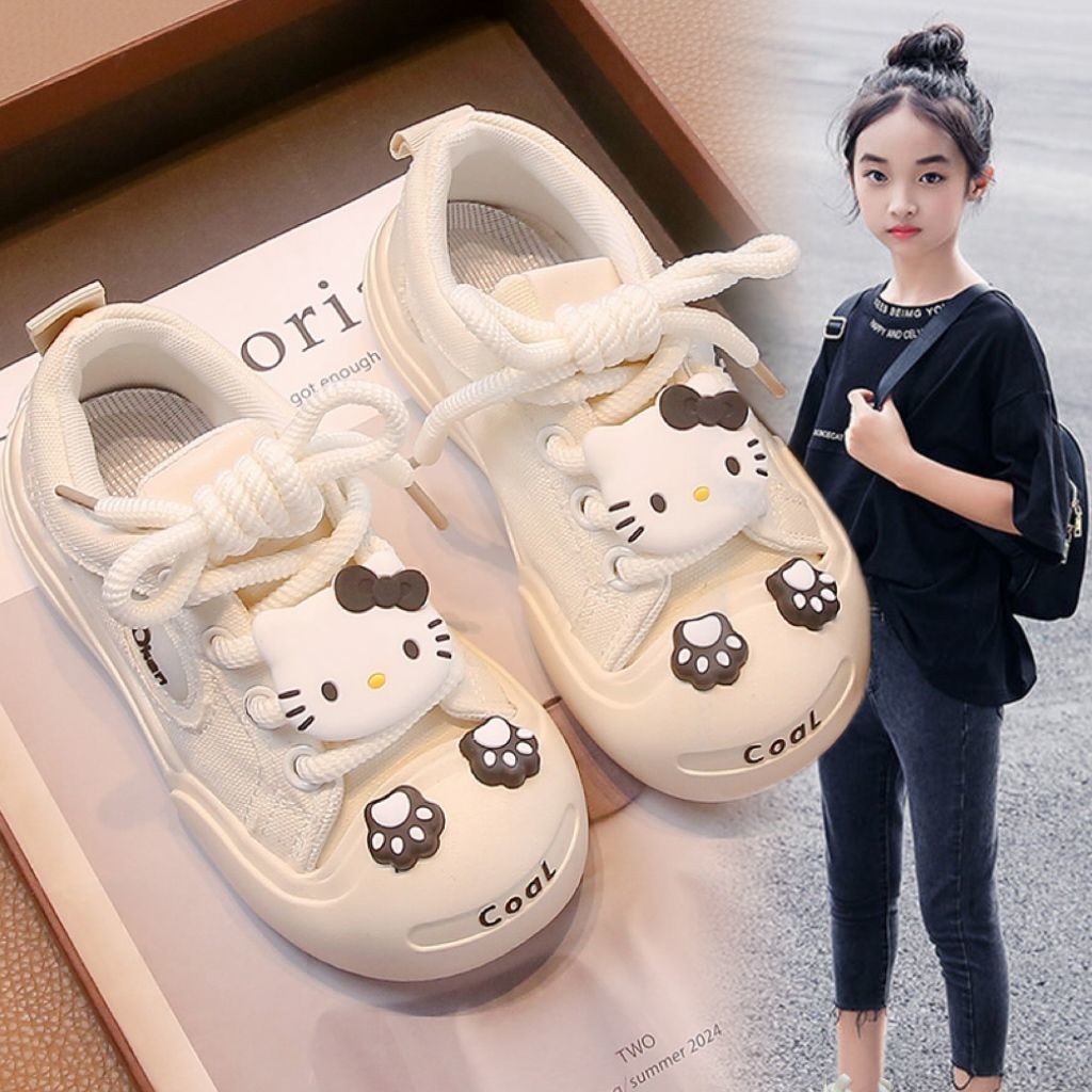 Giày thể thao bé gái Kitty dễ thương - giày vải mềm thoáng khí chống ...