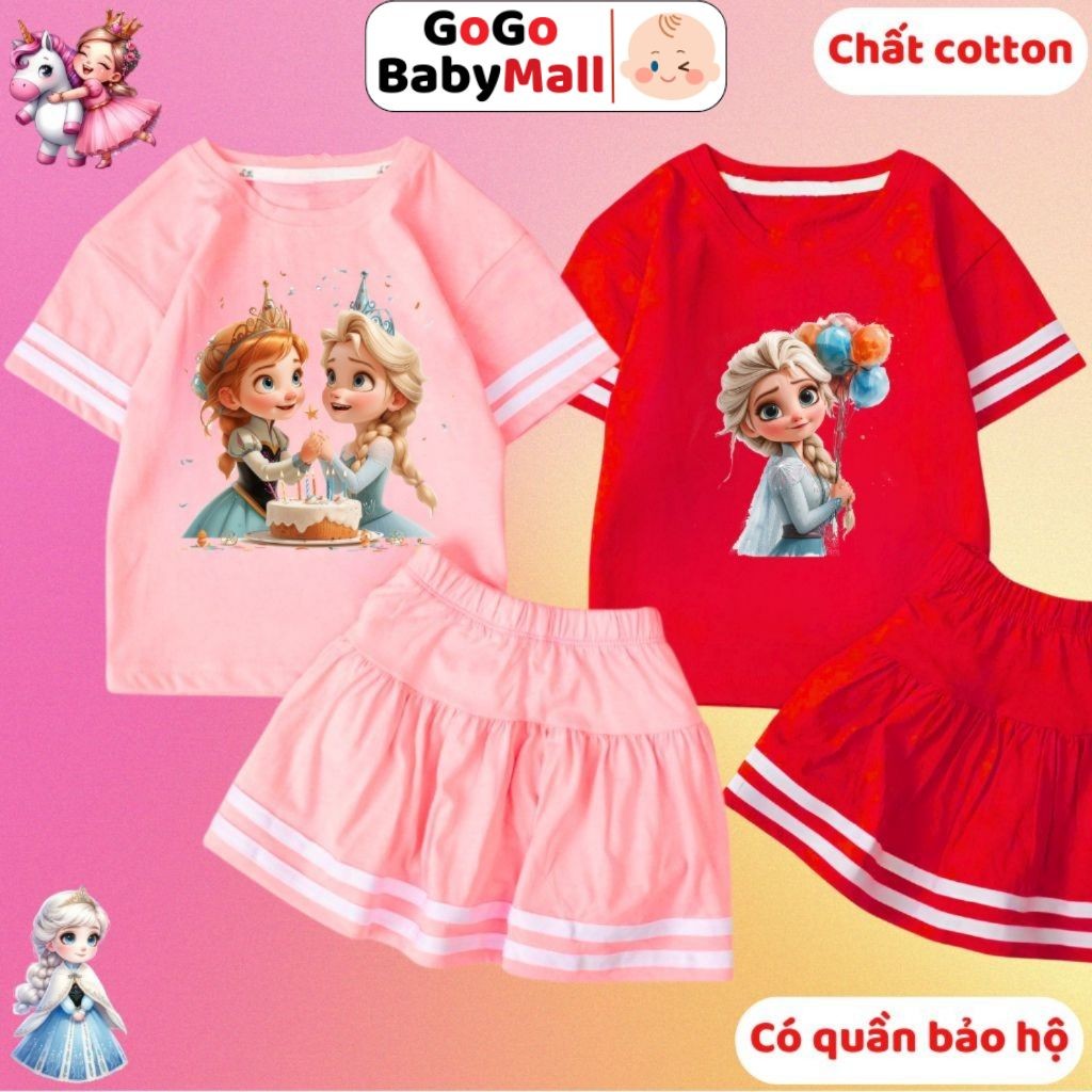 Bộ áo váy hình Công Chúa Tuyết Elsa cho bé gái GoGo Baby đồ bộ cotton ...